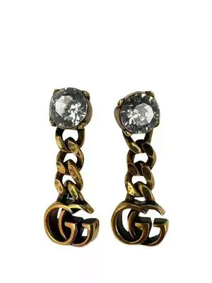 Gucci Gg Crystal-embellished Drop Earrings - Gold
