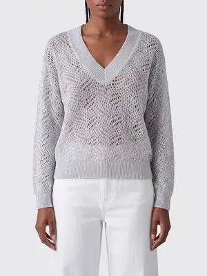 Brunello Cucinelli Brunello Cucinelli V-Neck Sequined Pullover Grey