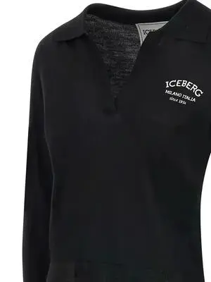 Iceberg Logo Embroidered V-neck Sweater