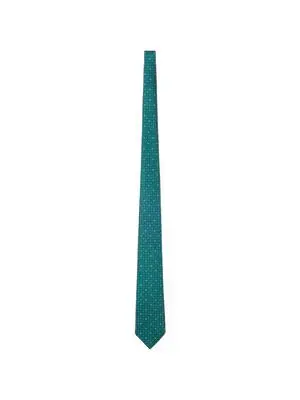 Kiton Geometric-print Silk Tie - Green