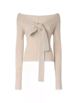 Ermanno Scervino Off-shoulder Sweater With Bow Detail - Neutrals