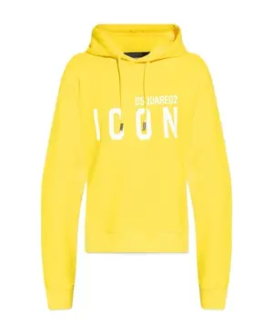 Dsquared2 Logo Printed Drawstring Hoodie - Yellow