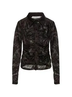 GESTUZ Lace Long-sleeve Shirt - Black