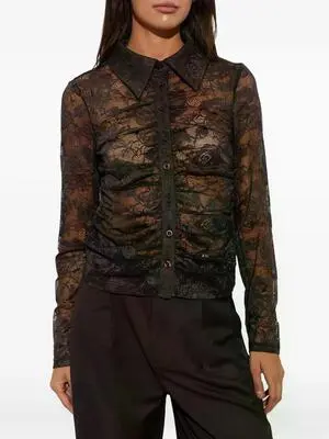 GESTUZ Lace Long-sleeve Shirt - Black
