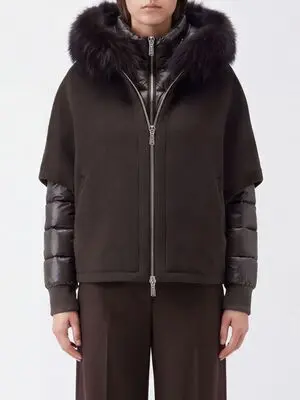 MOORER Down And Fur Hooded Cape