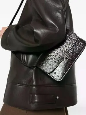 TOTEME T-lock Ostrich-embossed Crossbody Bag