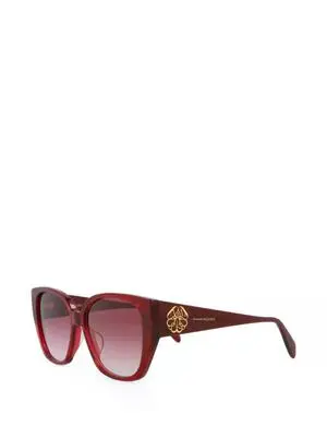 Alexander McQueen Logo-print Square-frame Sunglasses - Red