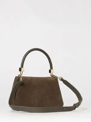 COCCINELLE Tiggy Leather And Suede Shoulder Bag With Woven Handle - Mud