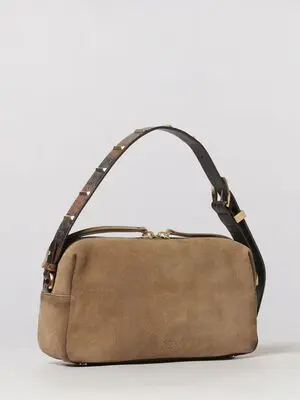 Pinko Suede Shoulder Bag With Studded Strap - Brown