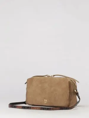 Pinko Suede Shoulder Bag With Studded Strap - Brown