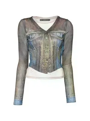 Andersson Bell Denim-print Layered Blouse - Blue