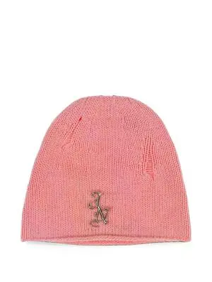 JUN/NAKAYAMA Distressed Logo-plaque Beanie Hat - Pink