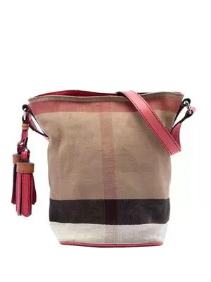 Burberry 2000-2017 Mini Mega Check Canvas Ashby Tassel Bucket Bag - Brown
