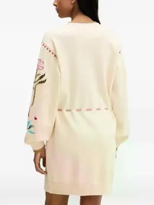 NEVER FULLY DRESSED Embroidered Drawstring Mini Dress