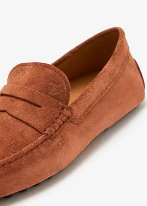TOD'S Round Toe Suede Loafers - Brown