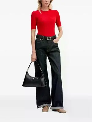 MOS MOSH Mmbouch Ribbed-knit Short-sleeve Top - Red