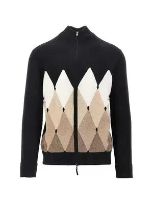 BALLANTYNE Cashmere Argyle Zip-up Cardigan