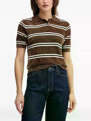 OUI Striped Terry Polo Shirt