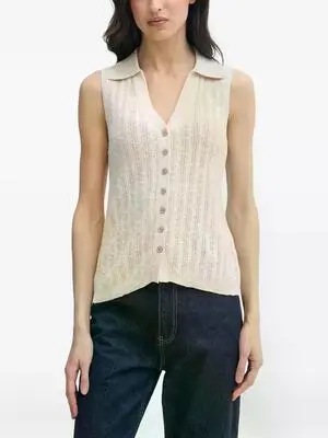 MOS MOSH Mmrinja Marisol Cable-knit Button-up Top - Neutrals