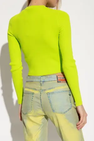 DIESEL® M Valary Logo Plaque Cropped Ribbed Top