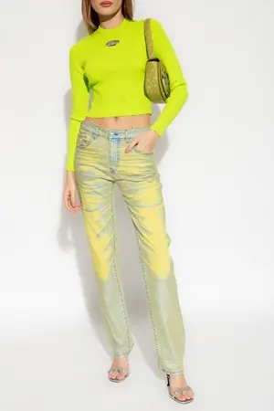 DIESEL® M Valary Logo Plaque Cropped Ribbed Top