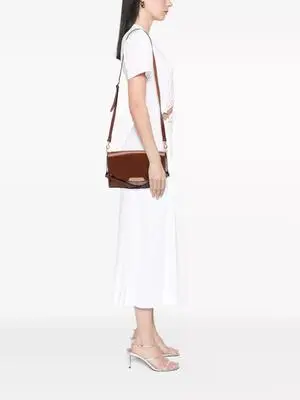 Burberry 2000-2017 Leather And House Check Canvas Bridle Abbott Crossbody Bag - Brown