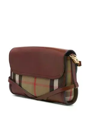 Burberry Leather And House Check Canvas Crossbody Bag