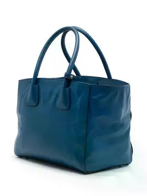Prada 2000-2026 Soft Calf Front Pocket Shopping Tote Satchel - Blue