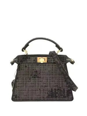 Fendi 2010-2026 Petite Sequin And Canvas Peekaboo Iseeu Satchel - Black
