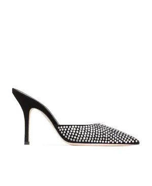 Paris Texas Rhinestone Embellished Leather Mules