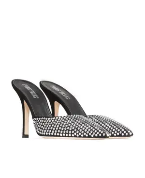 Paris Texas Rhinestone Embellished Leather Mules