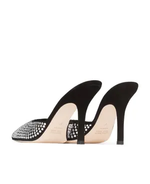 Paris Texas Rhinestone Embellished Leather Mules