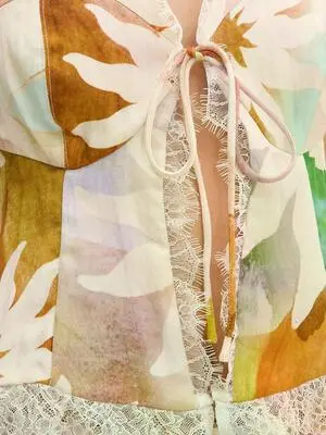 NEVER FULLY DRESSED Lace-trim Floral-print Top