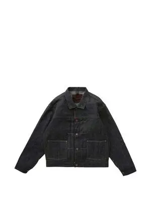 TAIGA TAKAHASHI Pleated Cinch-back Denim Jacket - Blue