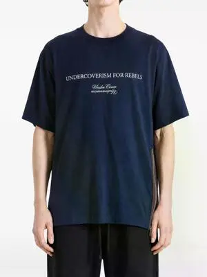 Undercover Slogan-print Zip-detail T-shirt - Blue