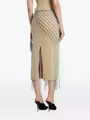 HIBOURAMA Crystal Embellished Fringed Belt