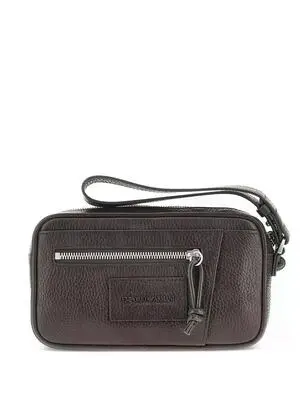 Emporio Armani Grained Leather Clutch Bag - Brown