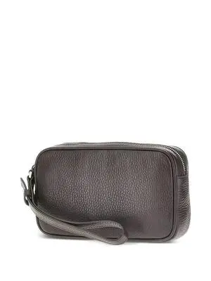 Emporio Armani Grained Leather Clutch Bag - Brown