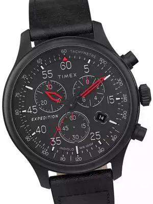 Timex® Expedition 43mm Chronograph Watch With Leather Strap