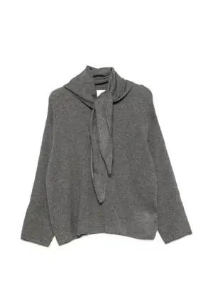 IVORY PARIS Emily Sweater With Scarf Detail - Grey
