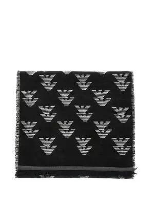 Emporio Armani Eagle Logo Frayed Scarf