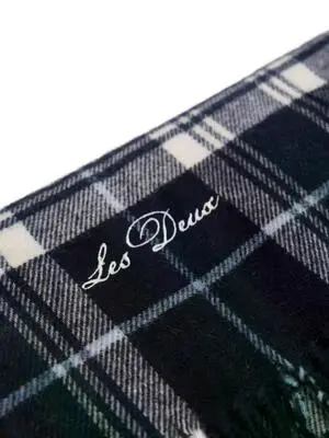 LES DEUX Check-pattern Fringed-detail Scarf
