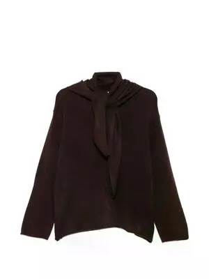 IVORY PARIS Scarf Detail Long Sleeve Sweater - Brown