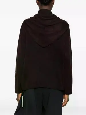 IVORY PARIS Scarf Detail Long Sleeve Sweater - Brown