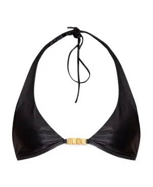 Gcds Logo-plaque Halterneck Tie Fastened Bikini Top - Black