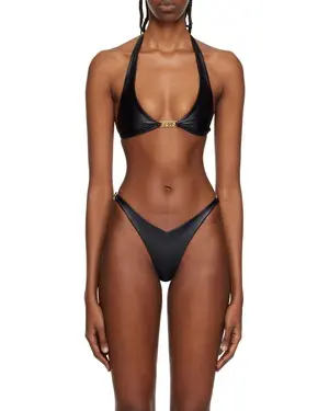 Gcds Logo-plaque Halterneck Tie Fastened Bikini Top