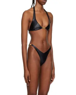 Gcds Logo-plaque Halterneck Tie Fastened Bikini Top