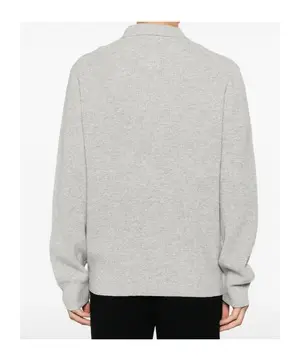 SAMSOE SAMSOE Ribbed-knit Quarter-zip Polo Shirt - Grey
