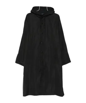 A.p.c. Long-sleeved Hooded Coat With Rear Logo Print