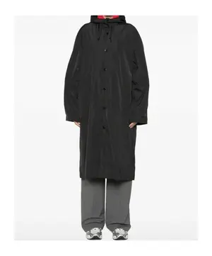 A.p.c. Long-sleeved Hooded Coat With Rear Logo Print